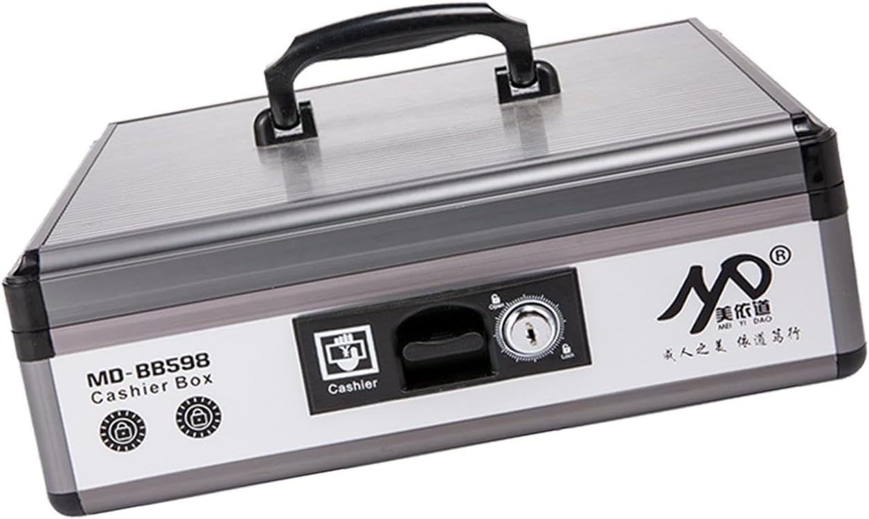 Cash Box with Lock and Tray Money Box Receipts Storage 2 Tier, Tray ...