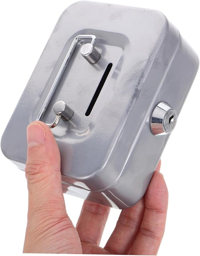 Cash Box-- Locking Steel Medium Cash Box with Removable Coin Tray and ...