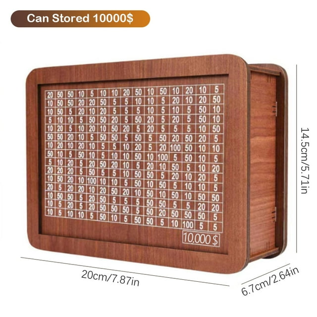 Cash Box With Counter Wooden Counter Piggy Bank Saveing Kids Adults ...
