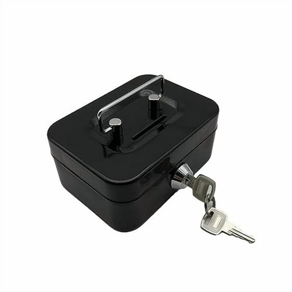 Cash Box with Lock Coin Box Metal Portable with Top Handle Holder Small ...