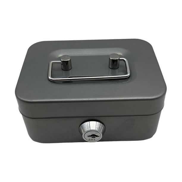 Cash Box with Lock Coin Box Metal Portable with Top Handle Holder Small ...