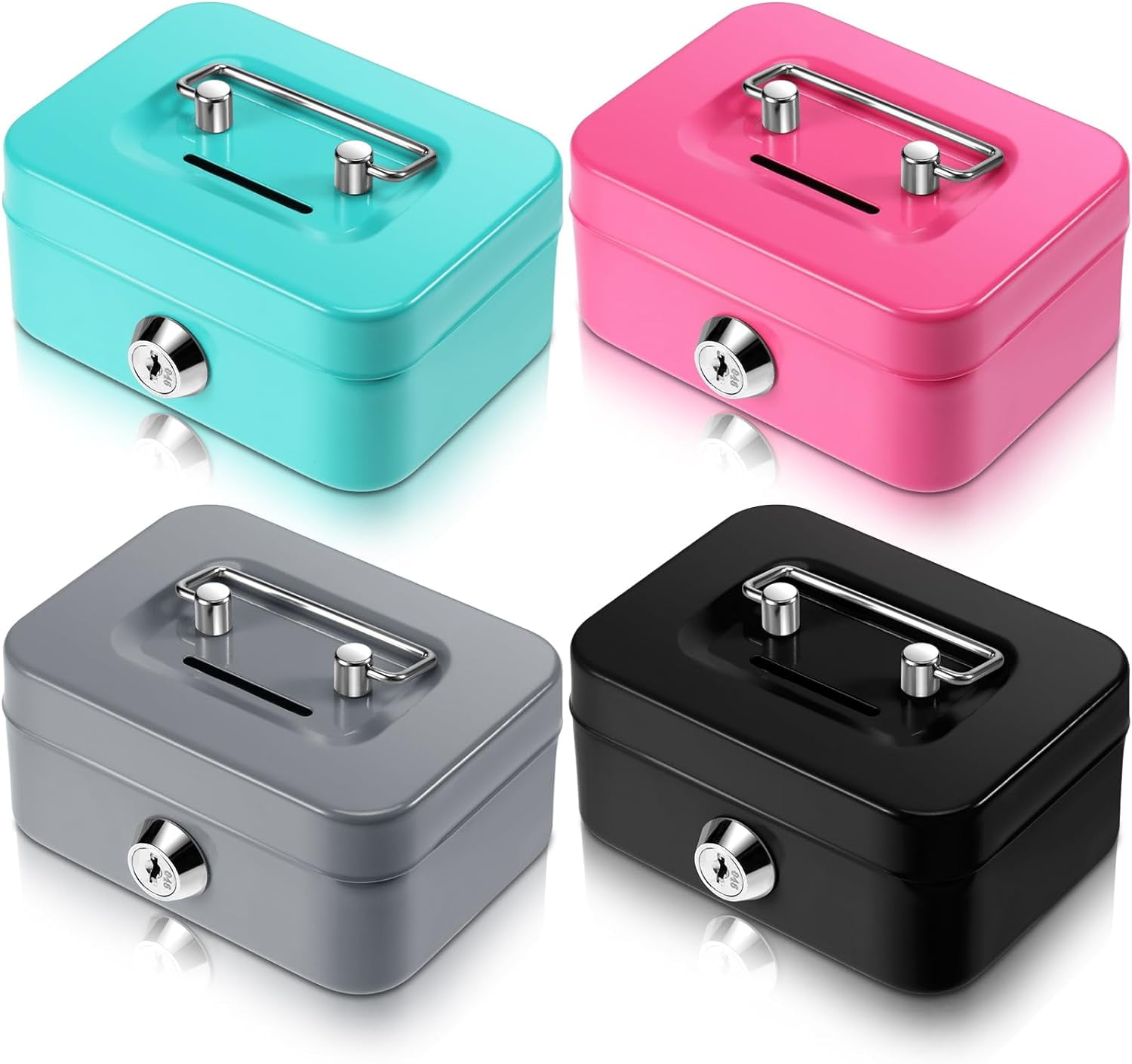Cash Box with Lock Coin Box Money Saving Box Case Lockable Storage Box ...