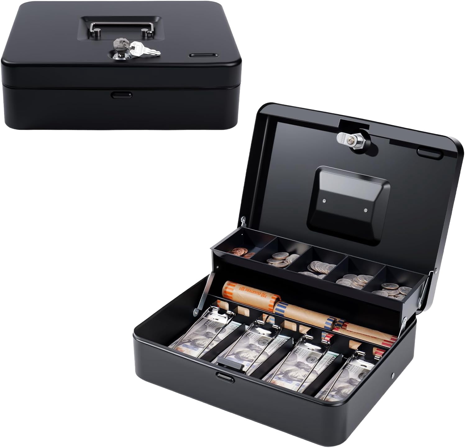 Cash Box with Money Tray and TOP Key & Push-Button Lock, Saving Lock ...