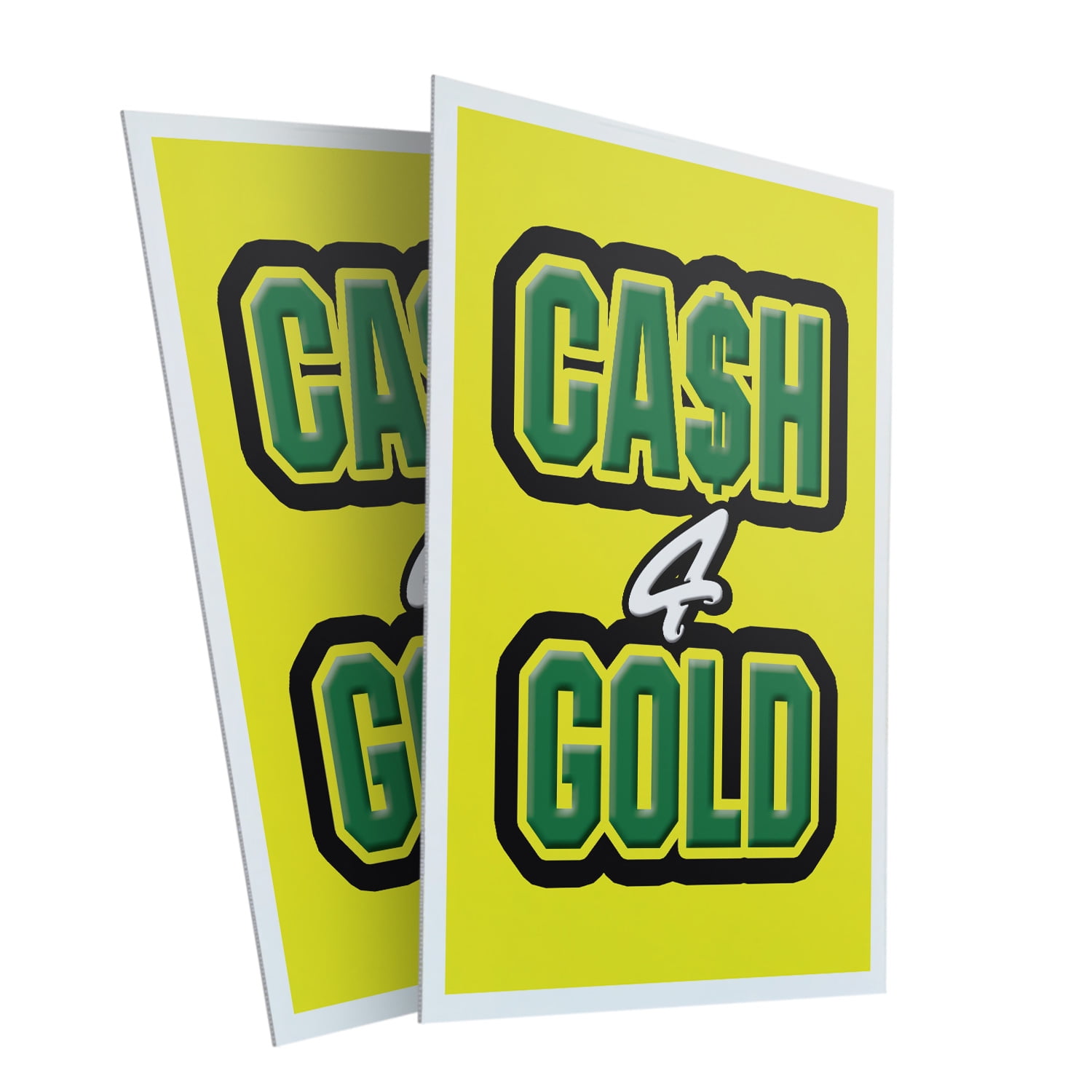 Cash For Gold (2-PACK) 24" x 36" Plastic Signs | Sign Insert 4mm ...