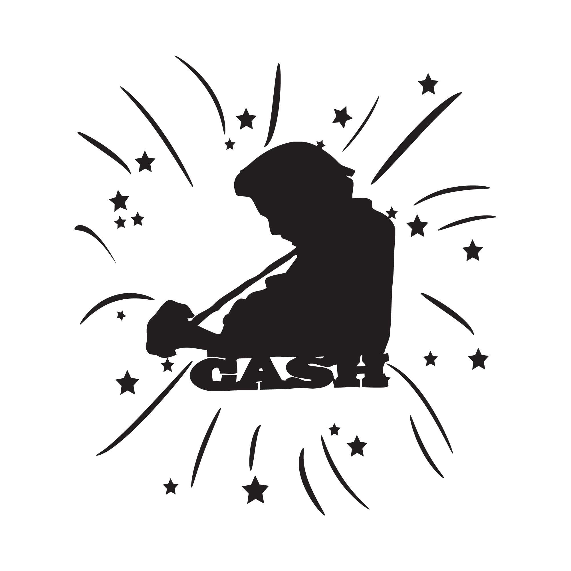 Cash Guitar Country Music Cowboy Vinyl Decal Wall Art Sticker Designs ...