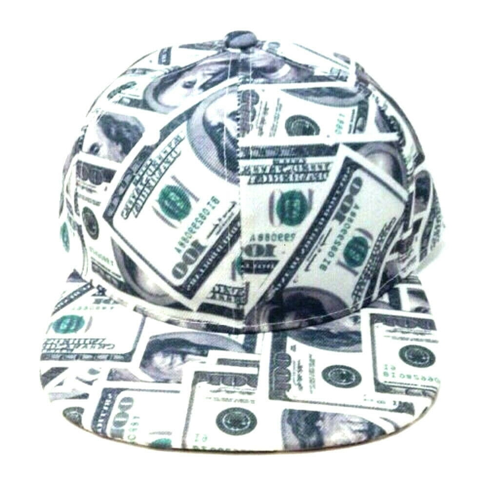 Cash Money $100 Bills Print Flat Bill Snapback Hat, Adjustable, One ...