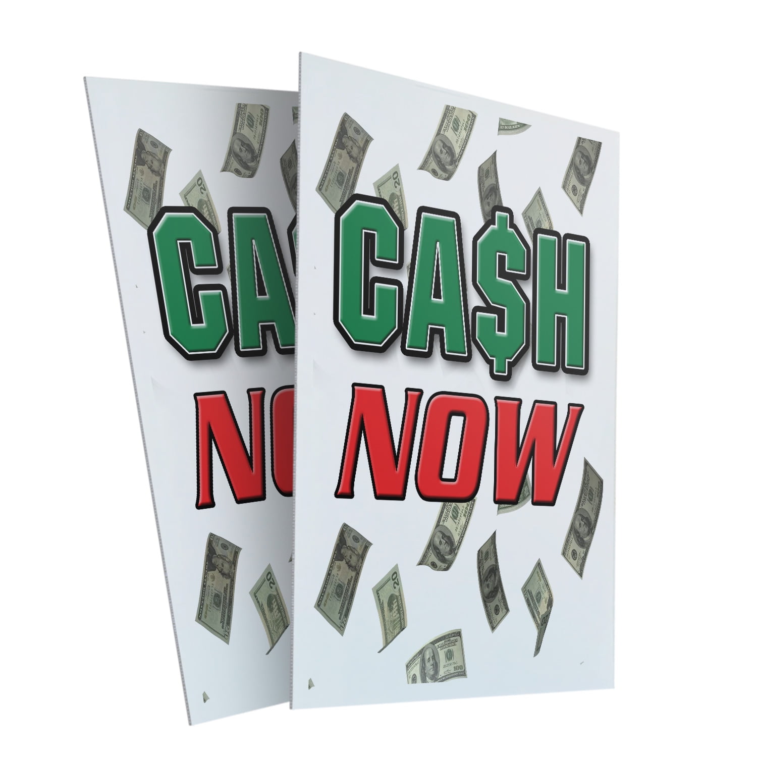 Cash Now (2-PACK) 24" x 36" Plastic Signs | Sign Insert 4mm Corrugated ...