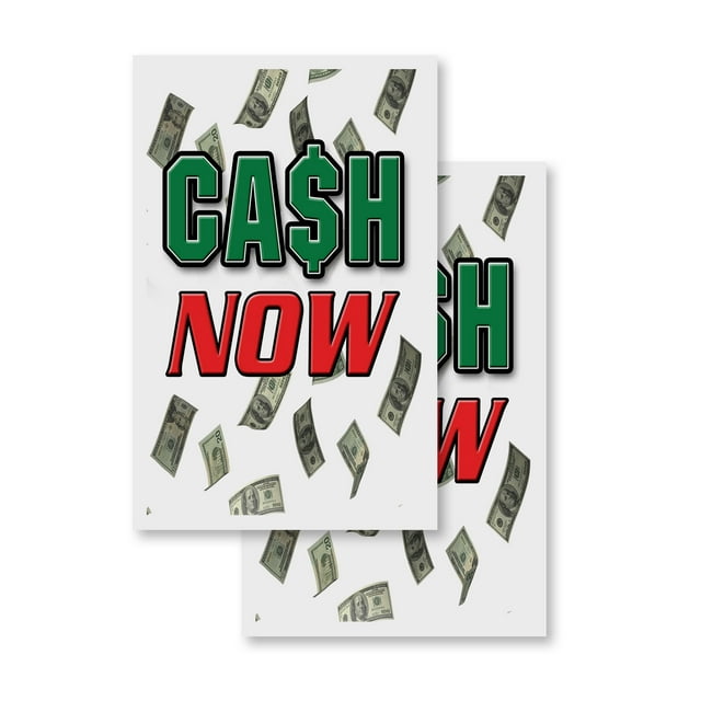 Cash Now (2-PACK) 24" x 36" Vinyl Decals | Sign Insert Peel & Stick ...