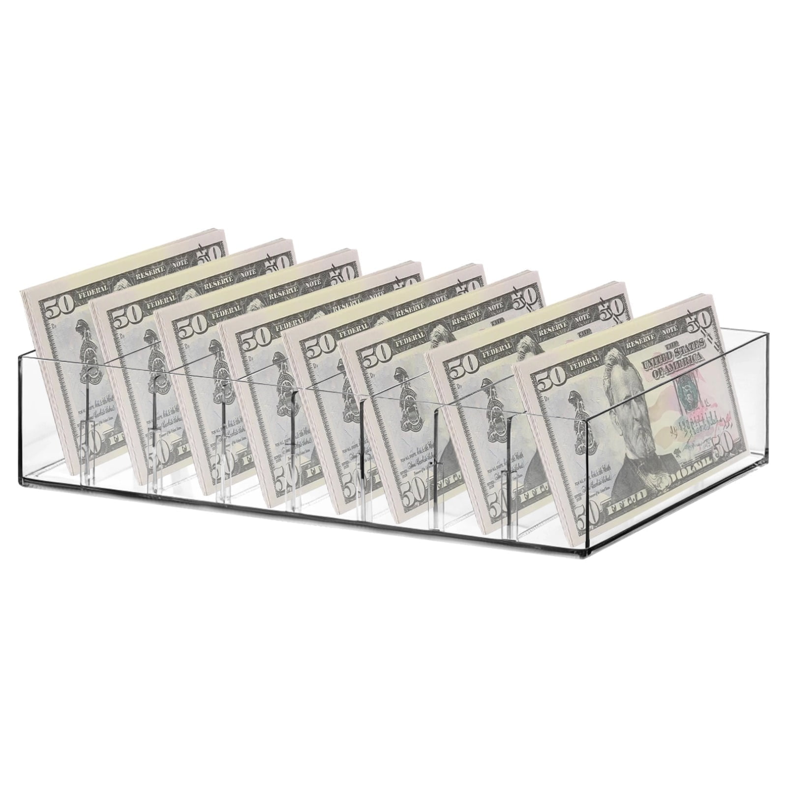 1 Pc Cash Organizer Tray with 4 Compartments, Clear Money Counter ...