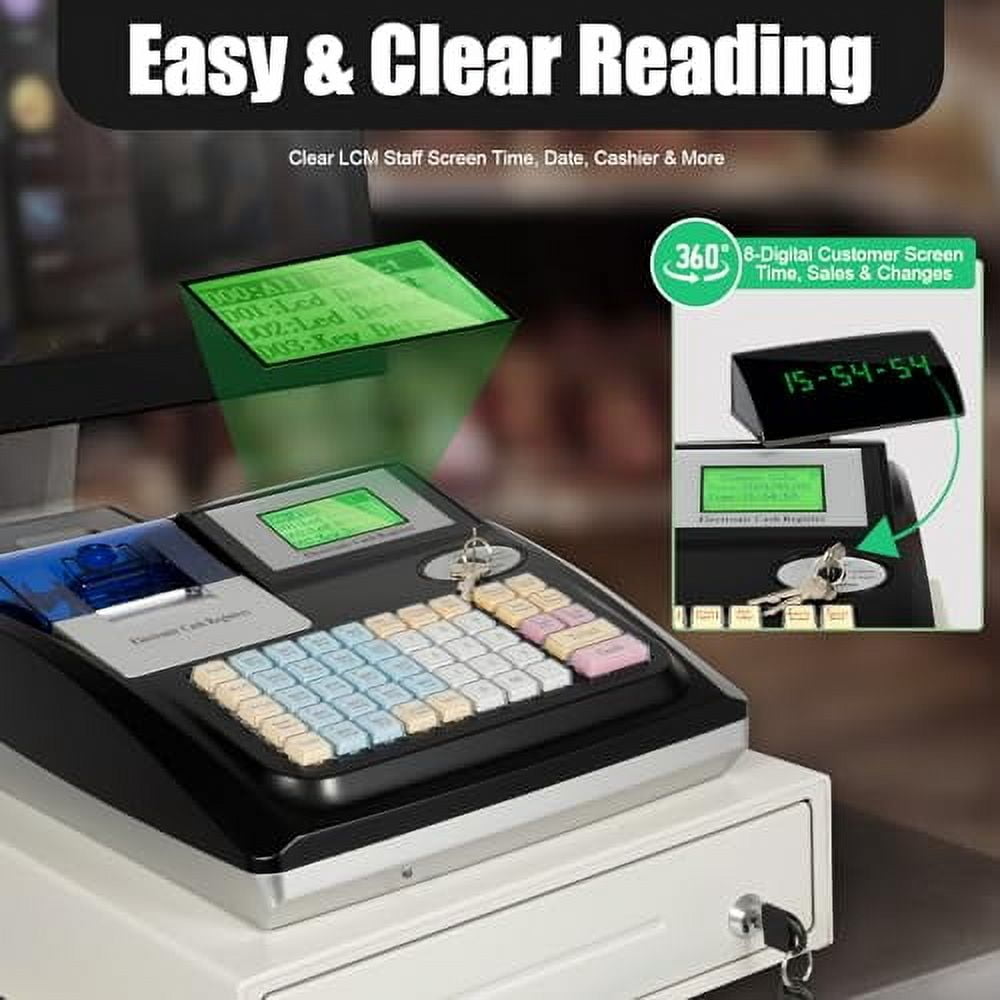 Cash Register 8 Digits LED 48 Keys Electronic Cash Register 10000 Plus ...