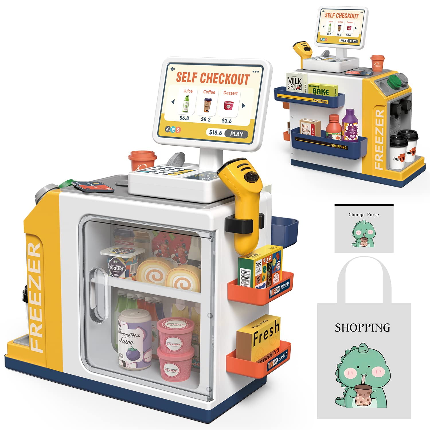 Cash Register Playset for Kids - 48PCS Pretend Play Money, Calculator ...