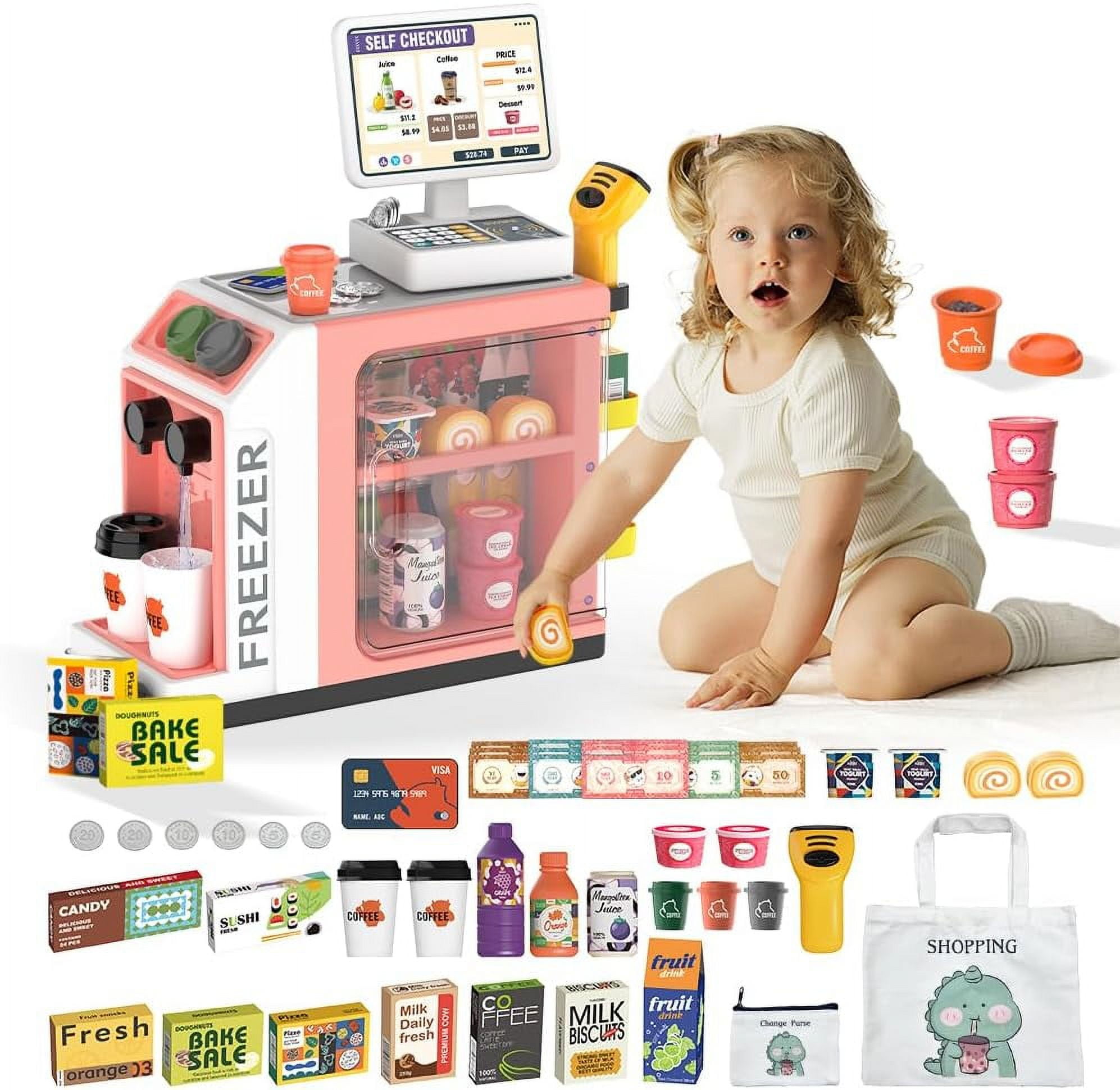Cash Register Playset for Kids - 48PCS Pretend Play Money, Calculator ...