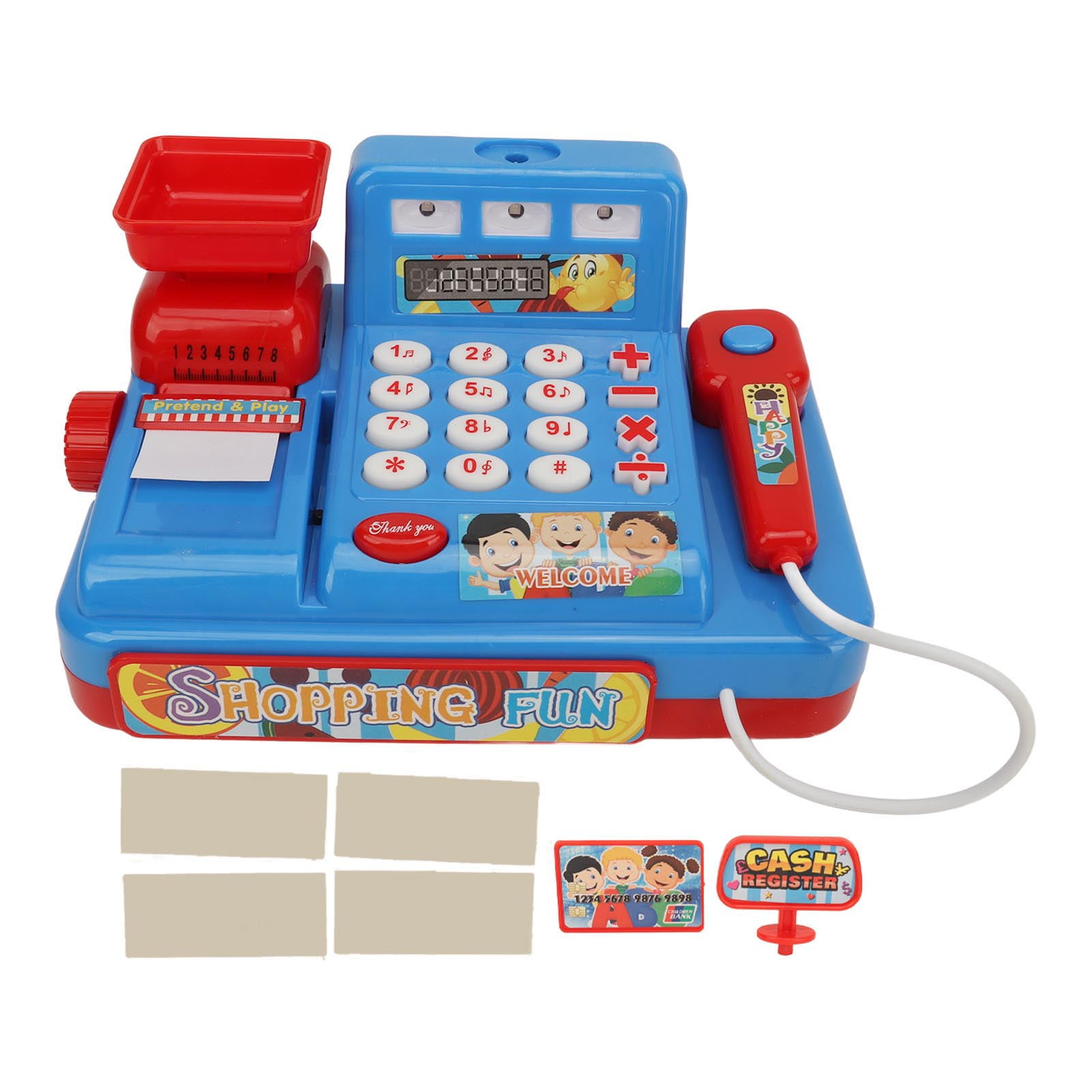 Cash Register Toy Playset Cute Bright Colors Durable Plastic Light ...