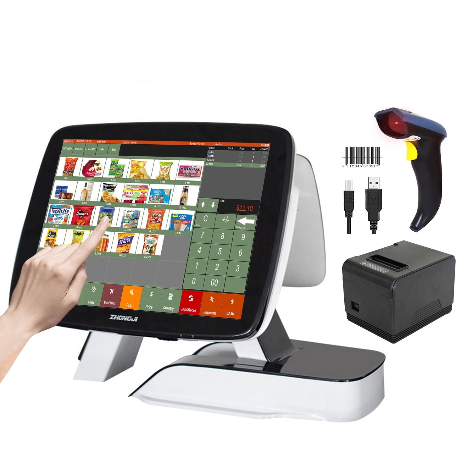 Win10 POS System Cash Register: Touch Screen, Barcode Scanner, Customer ...
