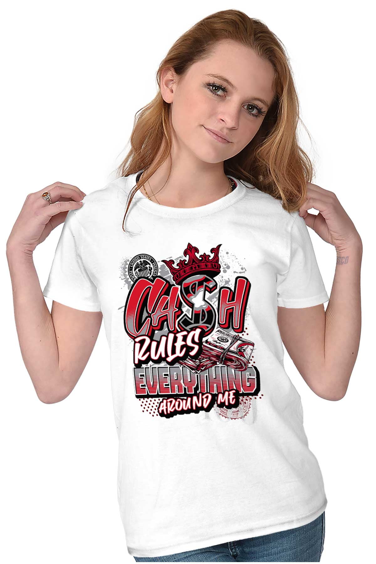 Cash Rules Everything Around Me Womens Fitted Plus Size Graphic Tee ...