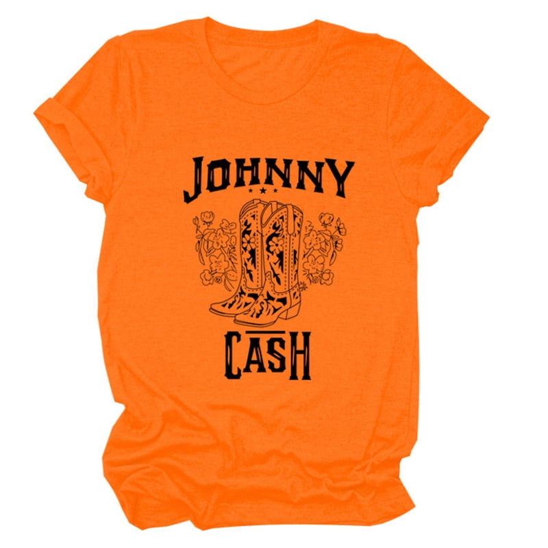 Cash T-Shirt Women Long Boots Graphic Short Sleeve Tees Loose Top ...