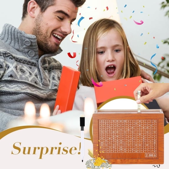 Cash Vault Savings Box 2000, 2026 Wooden Savings Challenge Box 2000 ...