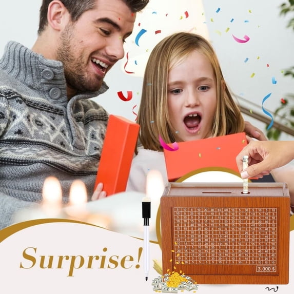 Cash Vault Savings Box 3000, 2026 Wooden Savings Challenge Box 3000 ...