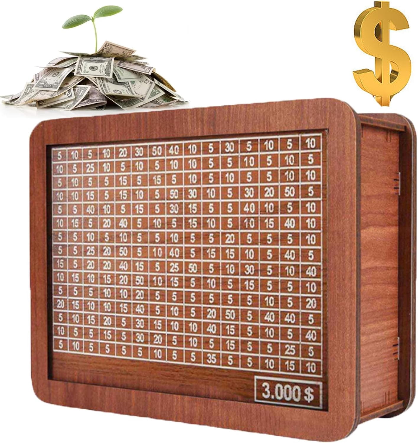 Cash Vault Wooden Savings Box，$1000, $3000, $5000, $10000 Savings ...