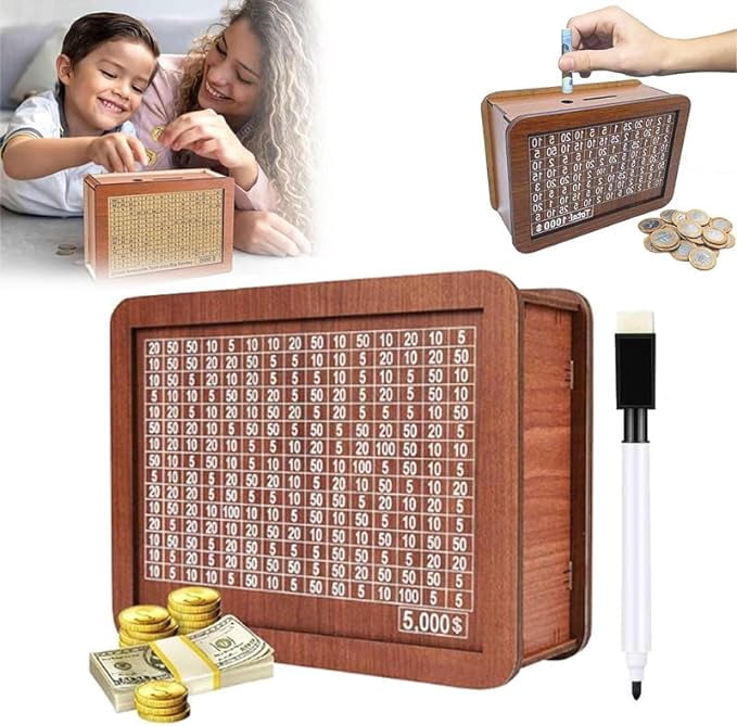 Cash Vault Wooden Savings Box 10000, 2025 New Wooden Money Box for Cash ...