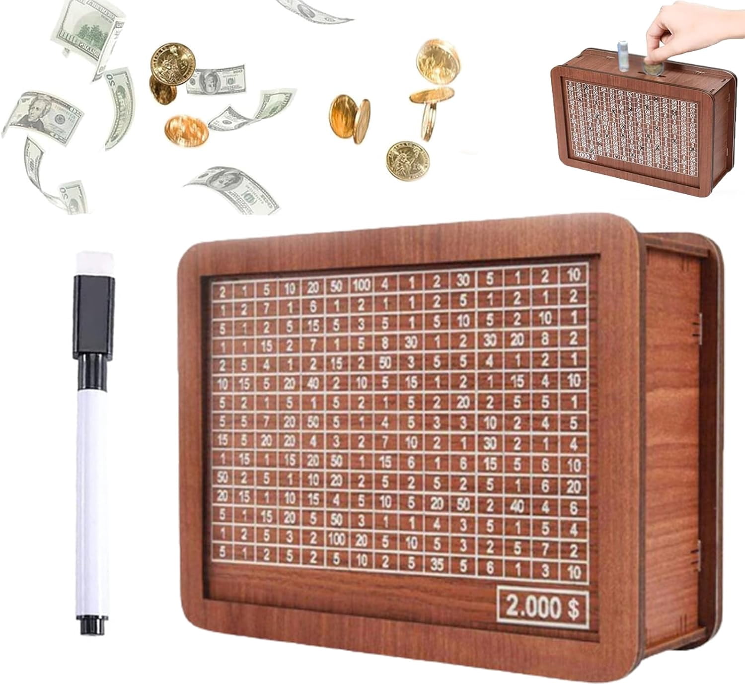 Cash Vault Wooden Savings Box 10000,2026 New Wooden Money Saving ...