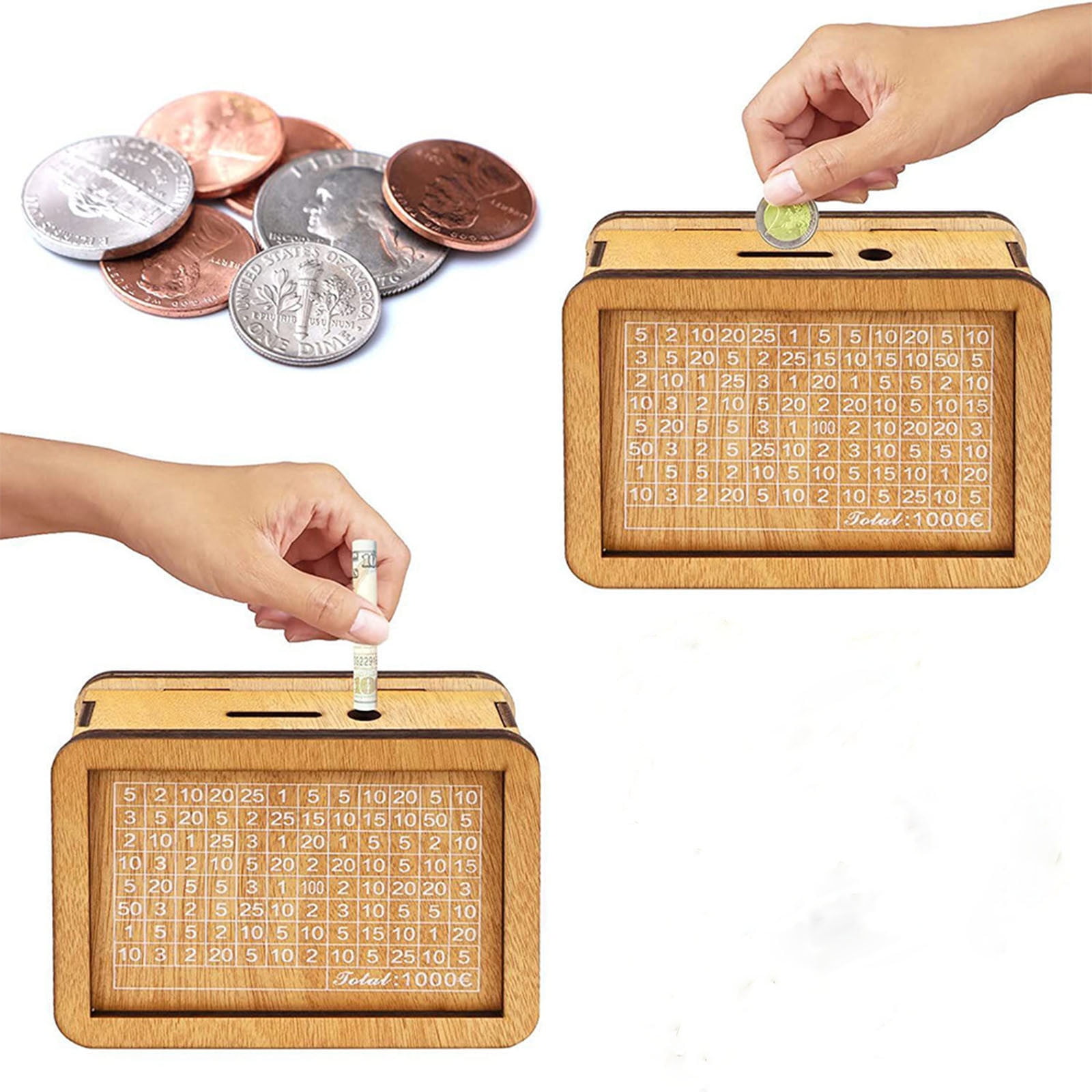 Cash Vault Wooden Savings Box, 2024 New Wooden Cash Saver Money Box ...
