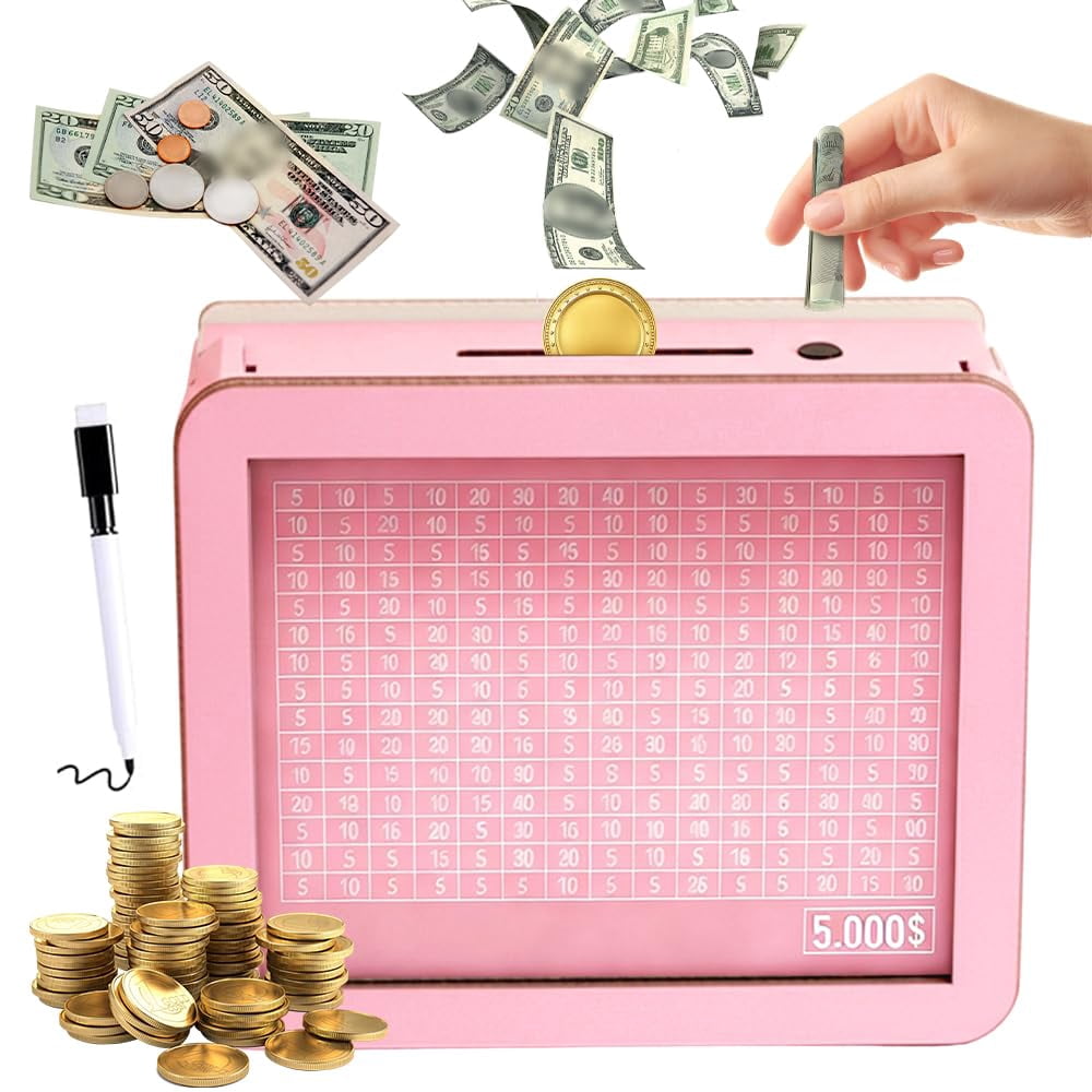 Cash Vault Wooden Savings Box, 2025 New Challenge Wooden Cash Saving ...