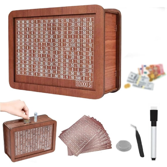 Cash Vault Wooden Savings Box, 2026 Money Box with Counter, Wooden ...