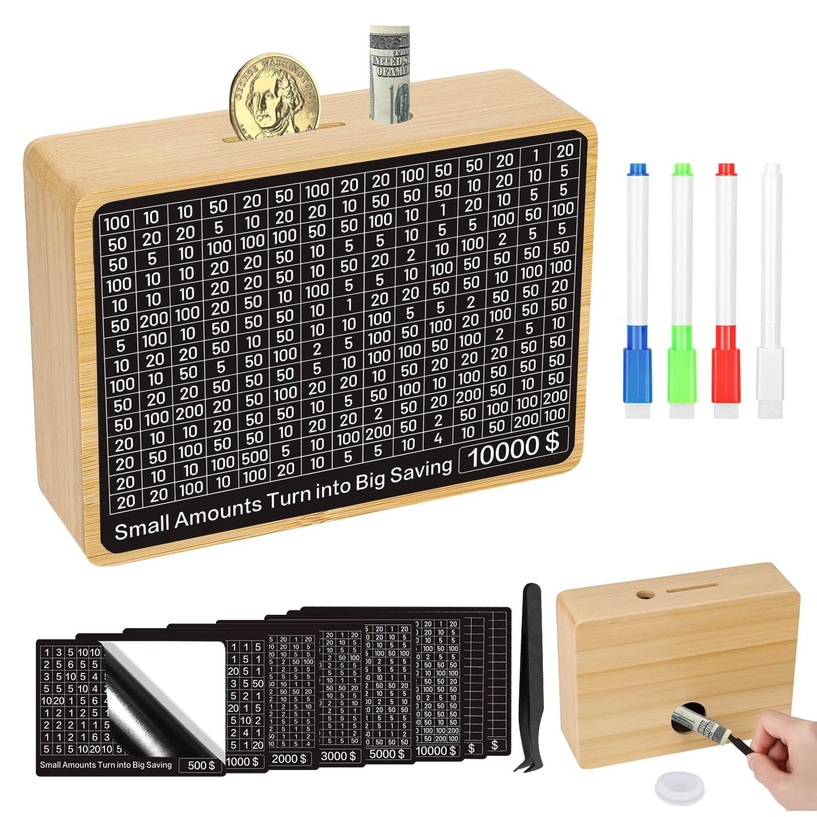 Cash Vault Wooden Savings Box, 2026 Money Box with Counter, Wooden ...
