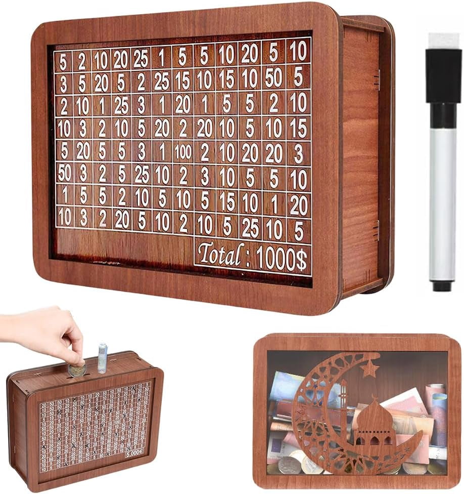 Cash Vault Wooden Savings Box, 2026 New 10000 Savings Challenge Box ...