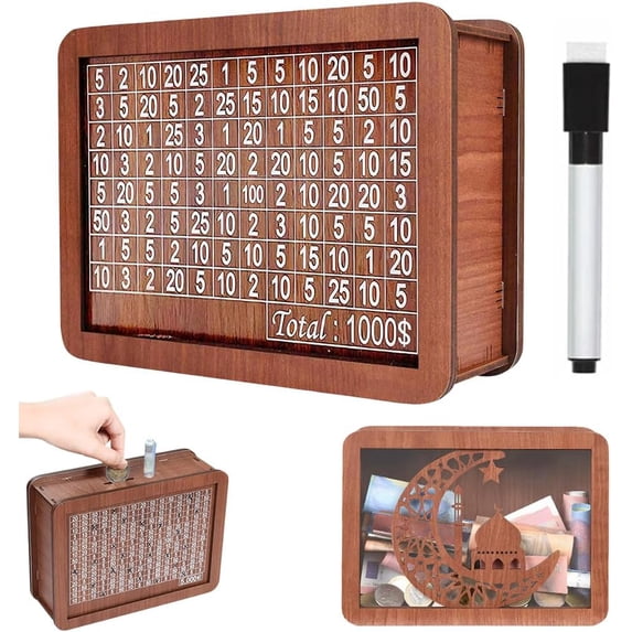 Cash Vault Wooden Savings Box, 2026 New 10000 Savings Challenge Box ...