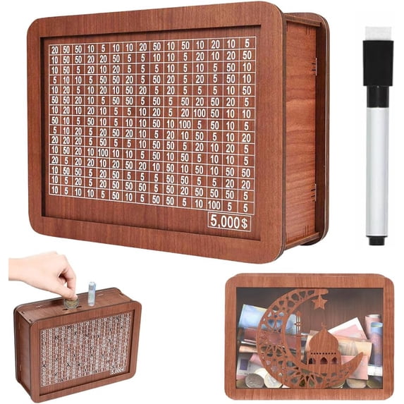 Cash Vault Wooden Savings Box, 2026 New 10000 Savings Challenge Box ...