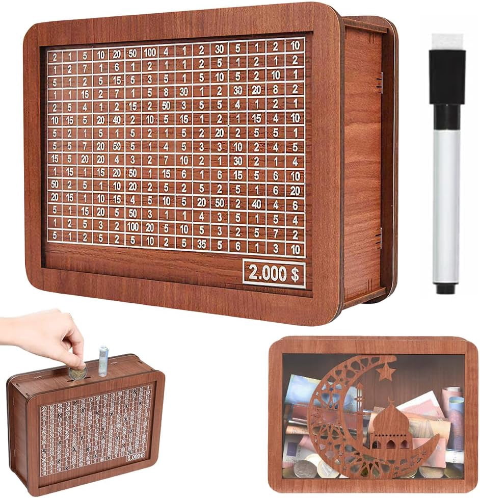 Cash Vault Wooden Savings Box, 2026 New 10000 Savings Challenge Box ...
