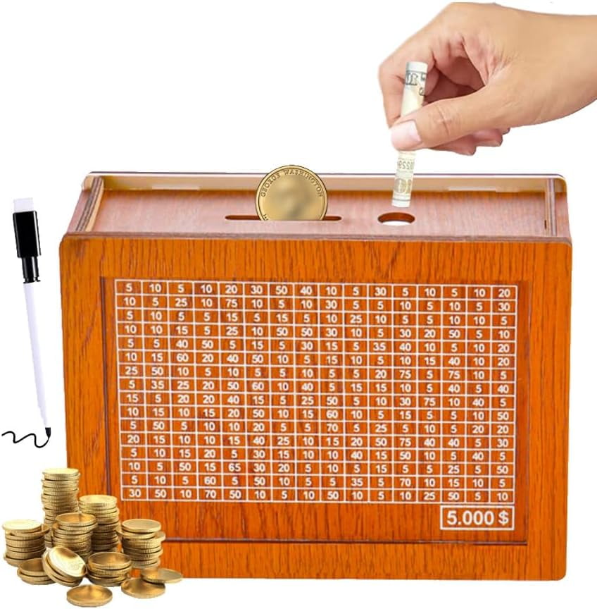 Cash Vault Wooden Savings Box, 2026 New Challenge Wooden Cash Saving ...