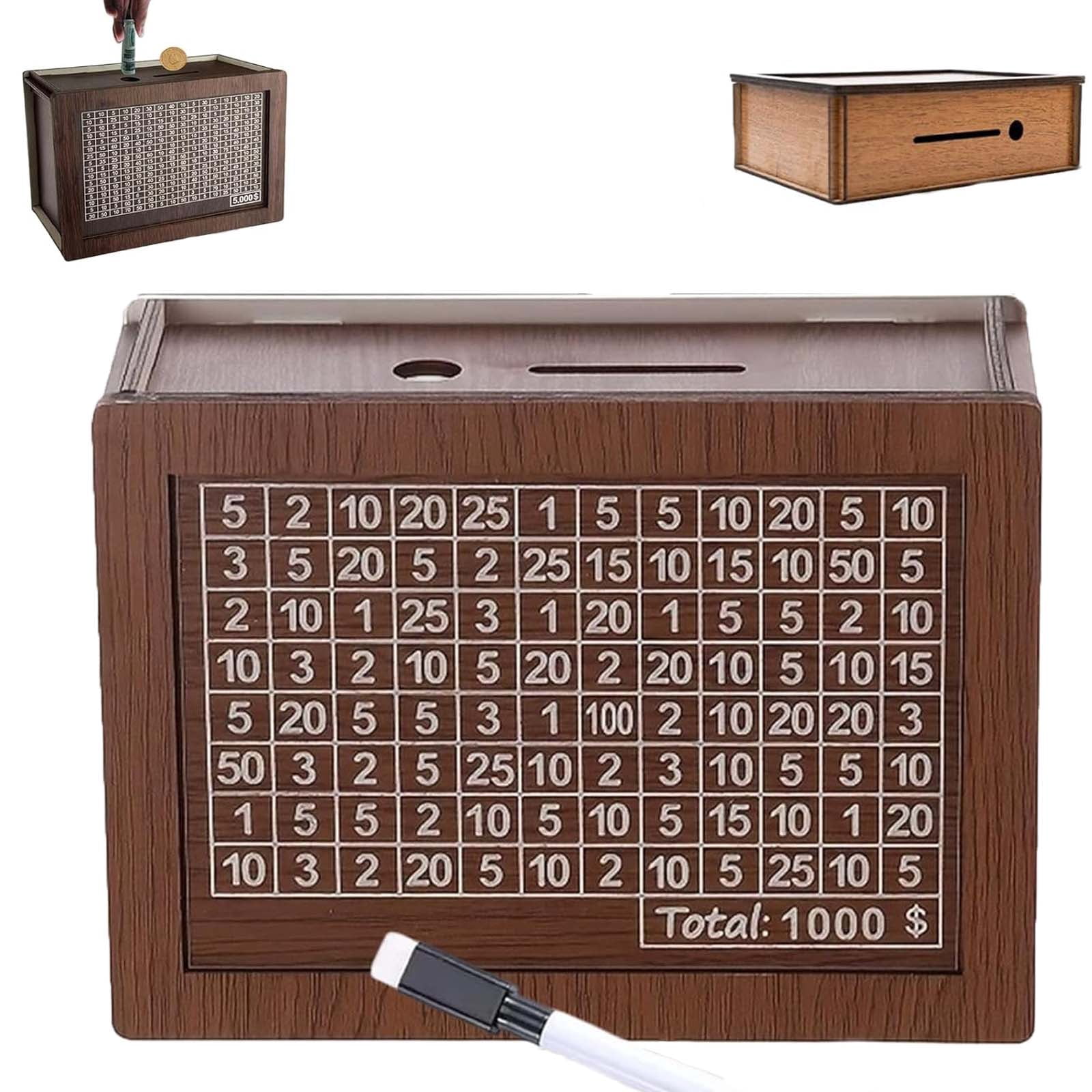 Cash Vault Wooden Savings Box, 2026 New Retro Money Storage Box with ...