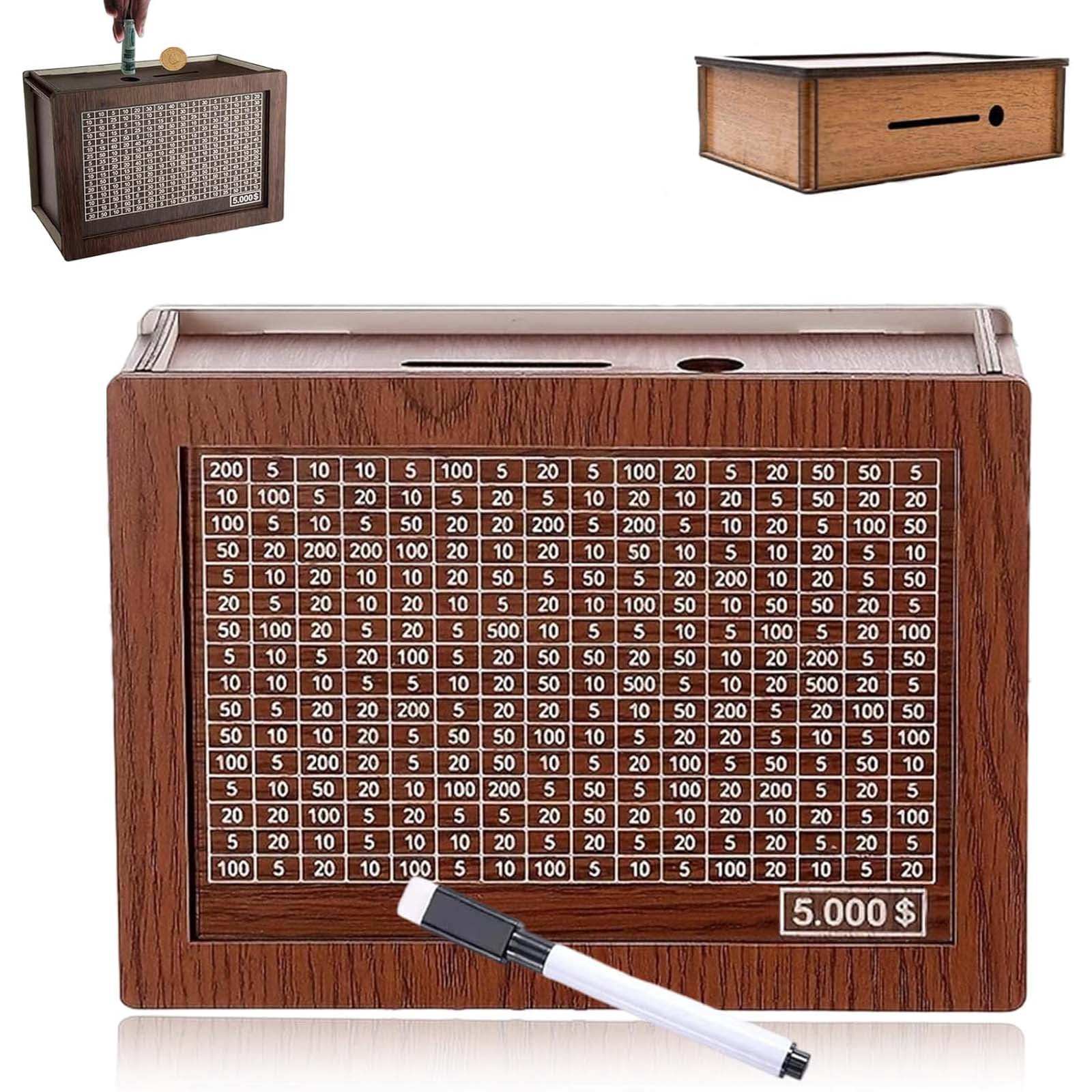 Cash Vault Wooden Savings Box, 2026 New Retro Money Storage Box with ...