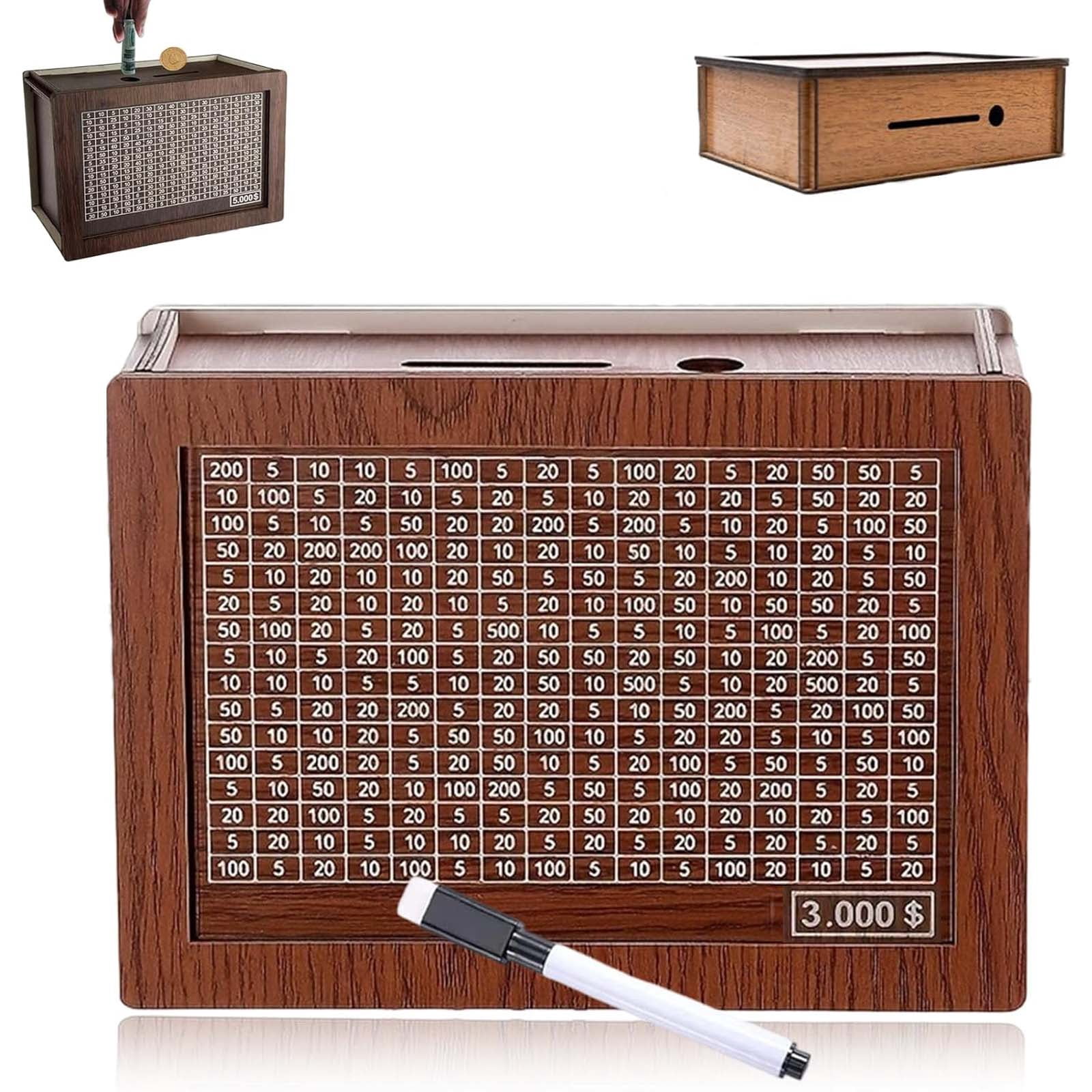 Cash Vault Wooden Savings Box, 2026 New Retro Money Storage Box with ...