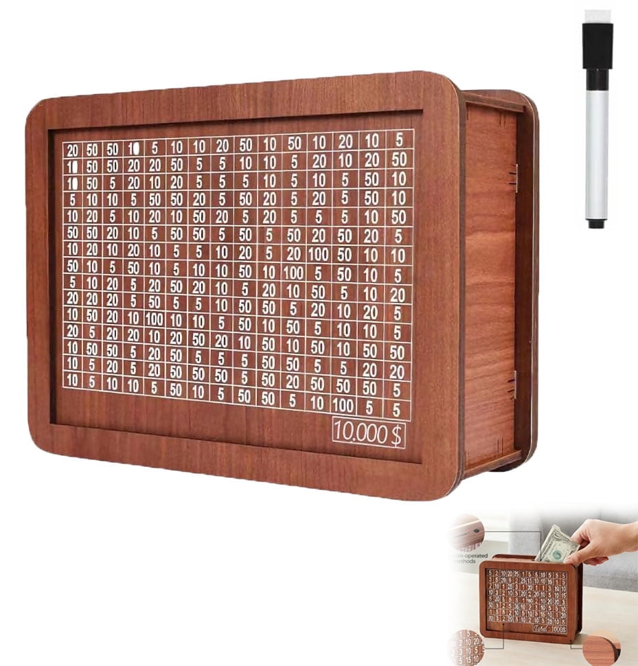 Cash Vault Wooden Savings Box, 2026 New Savings Challenge Box, Retro ...