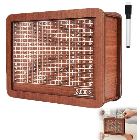 Cash Vault Wooden Savings Box, 2026 New Savings Challenge Box, Retro ...