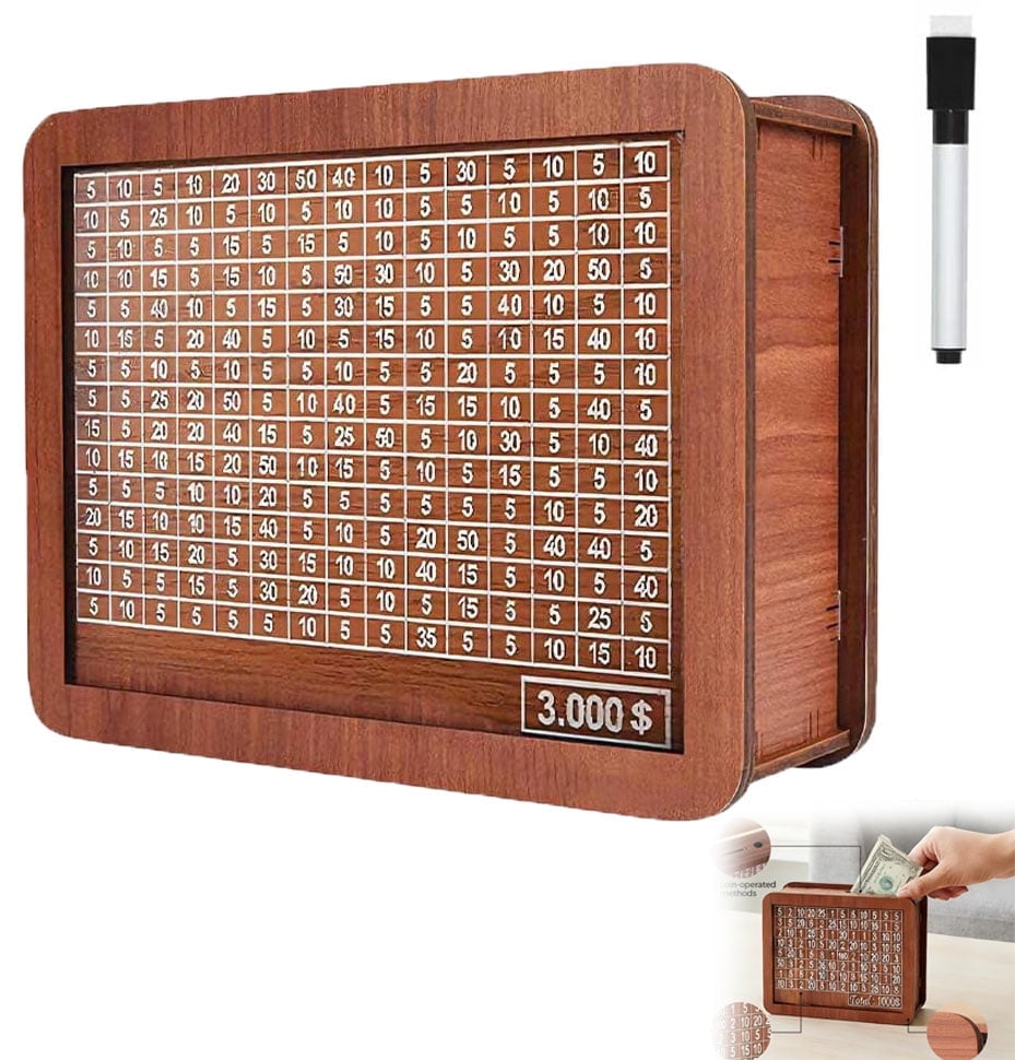 Cash Vault Wooden Savings Box, 2026 New Savings Challenge Box, Retro ...
