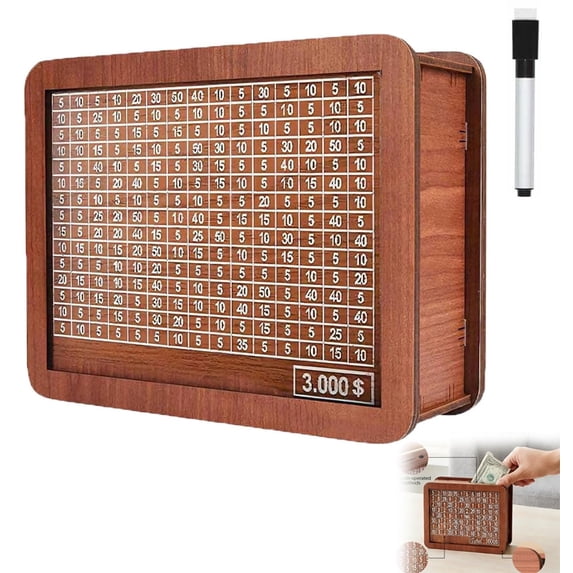 Cash Vault Wooden Savings Box, 2026 New Savings Challenge Box, Retro ...