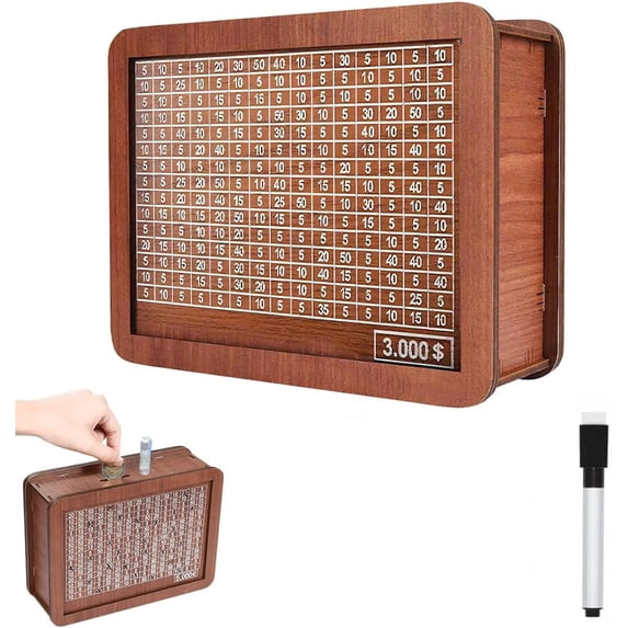 Cash Vault Wooden Savings Box, 2026 New Savings Challenge Box, Wooden ...