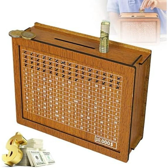 Cash Vault Wooden Savings Box, 2026 New Wooden Cash Saver Money Box ...