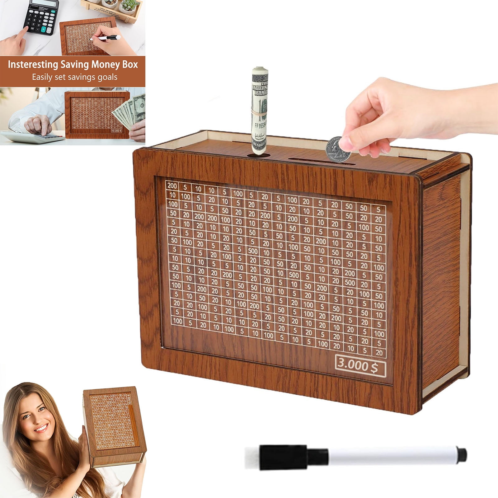 Cash Vault Wooden Savings Box,2026 New Wooden Cash Saver Money Box ...
