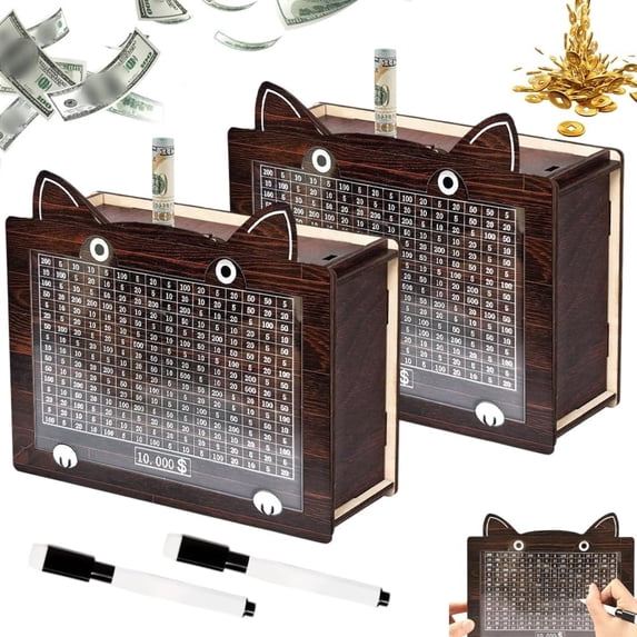 Cash Vault Wooden Savings Box, 2026 Upgrade Wooden Money Saving Box ...
