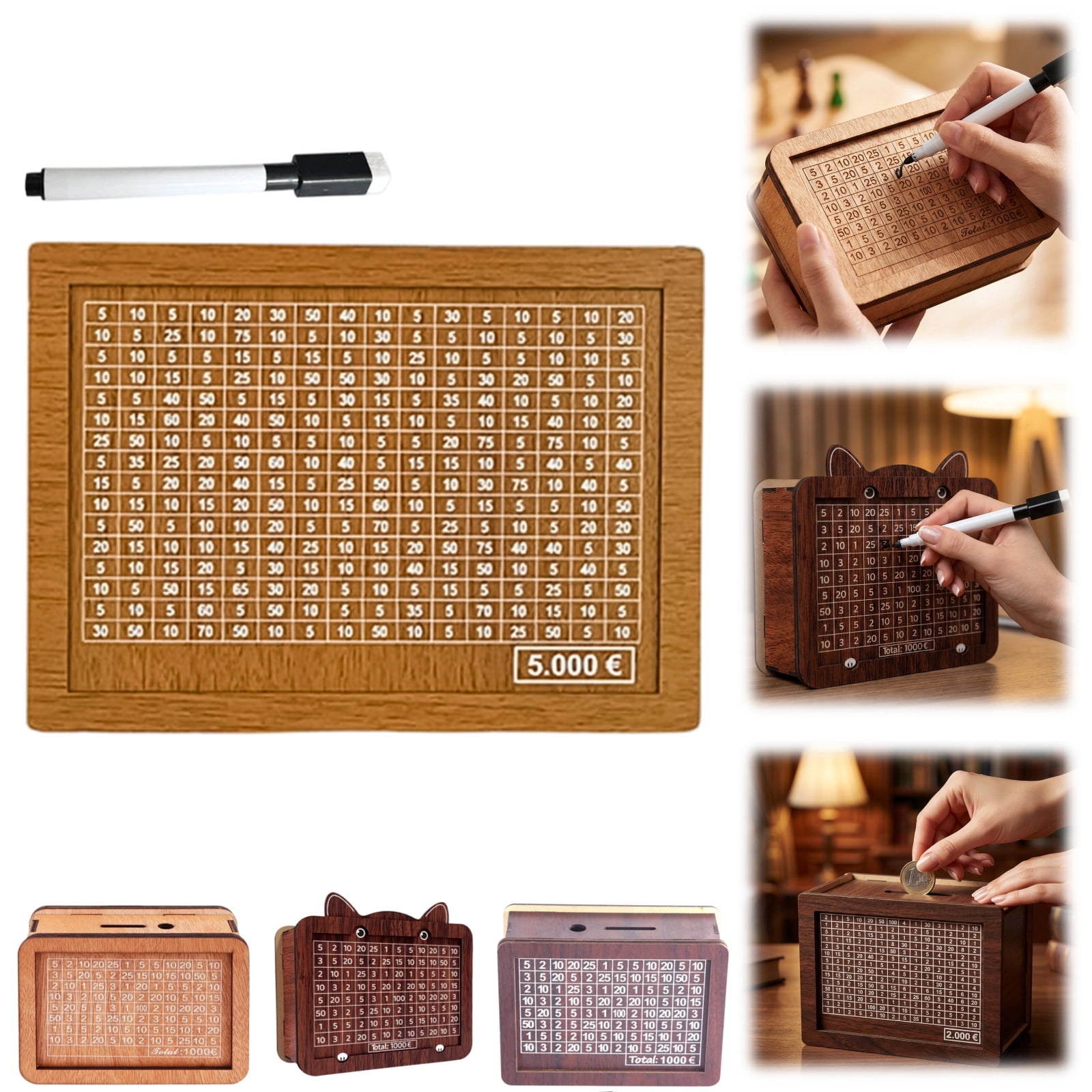 Cash Vault Wooden Savings Box, 2026 Upgrade Wooden Money Saving Box ...