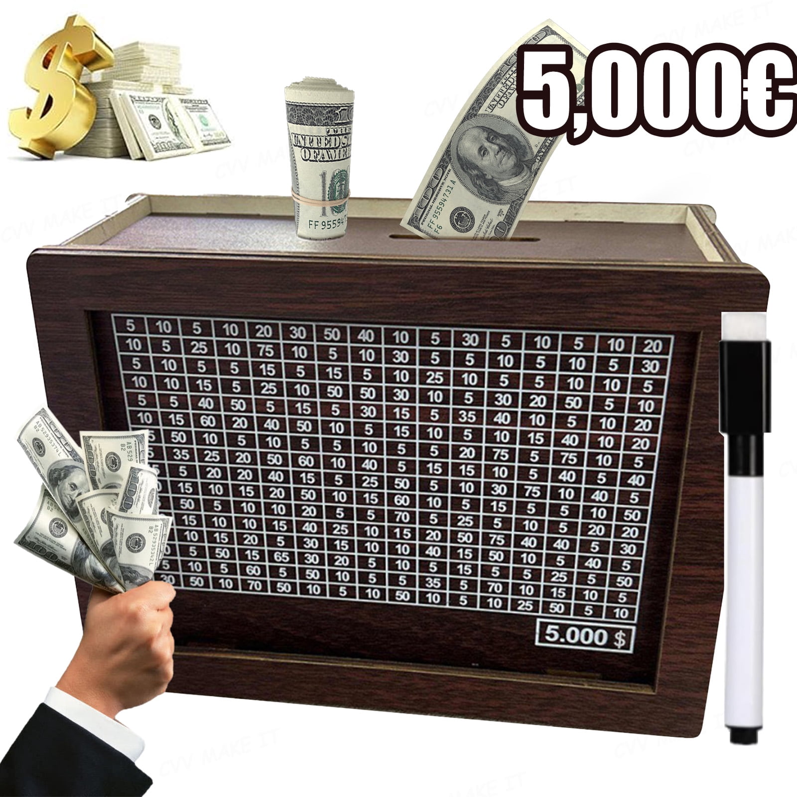 Cash Vault Wooden Savings Box 2026 Upgraded Retro Money Box Wooden ...