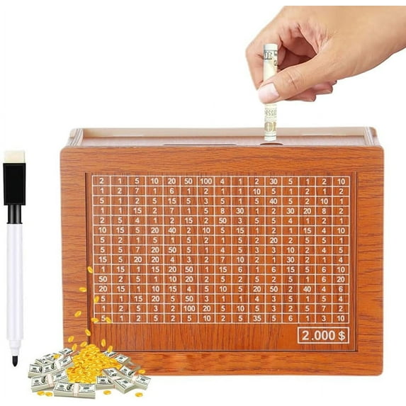 Cash Vault Wooden Savings Box, 2026 Upgraded Retro Wooden Money Saving ...