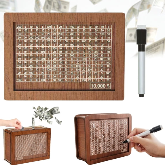 Cash Vault Wooden Savings Box, 2026 Upgraded Wooden Cash Savings Box ...