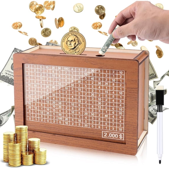 Cash Vault Wooden Savings Box, The Cash Vault Money Saving Box with ...